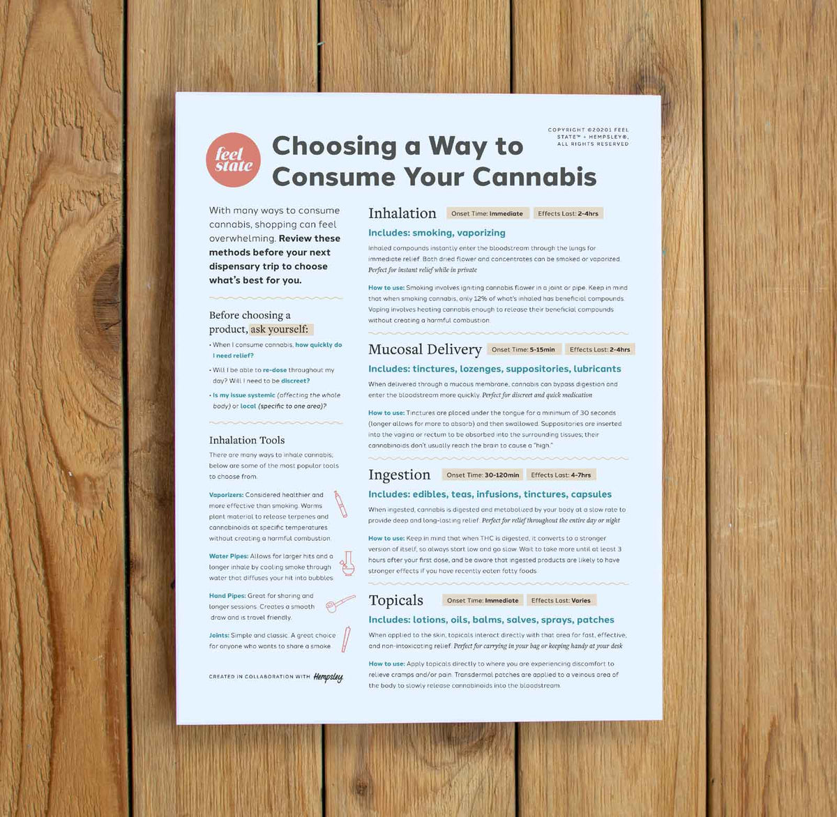 FREE Cannabis Consumption Methods Handout from Feel State – Hempsley Health